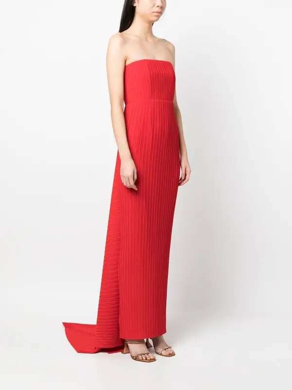 Solace London Pleated Strapless Fishtail Gown