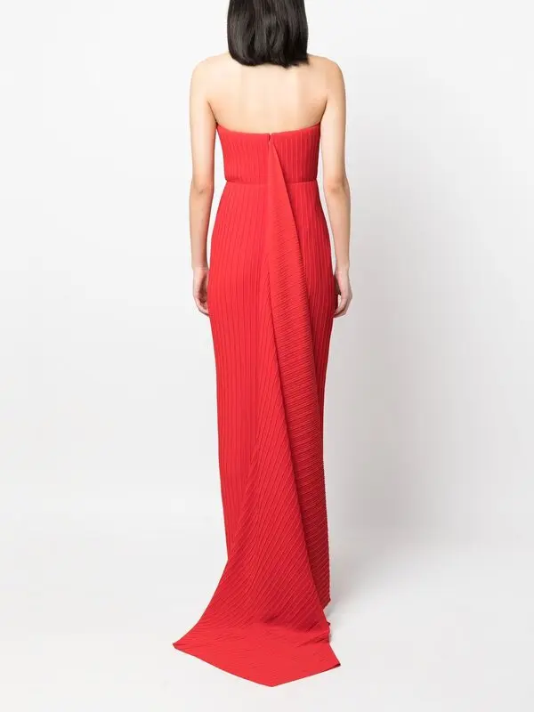 Solace London Pleated Strapless Fishtail Gown