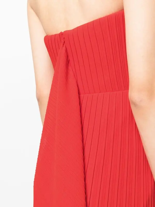 Solace London Pleated Strapless Fishtail Gown