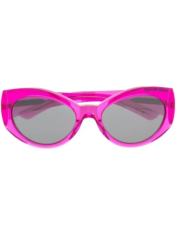 Balenciaga Debossed-logo Cat-eye Sunglasses - Pink