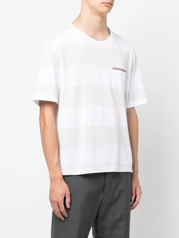 Thom Browne Rwb Pocket Striped T-shirt - Grey