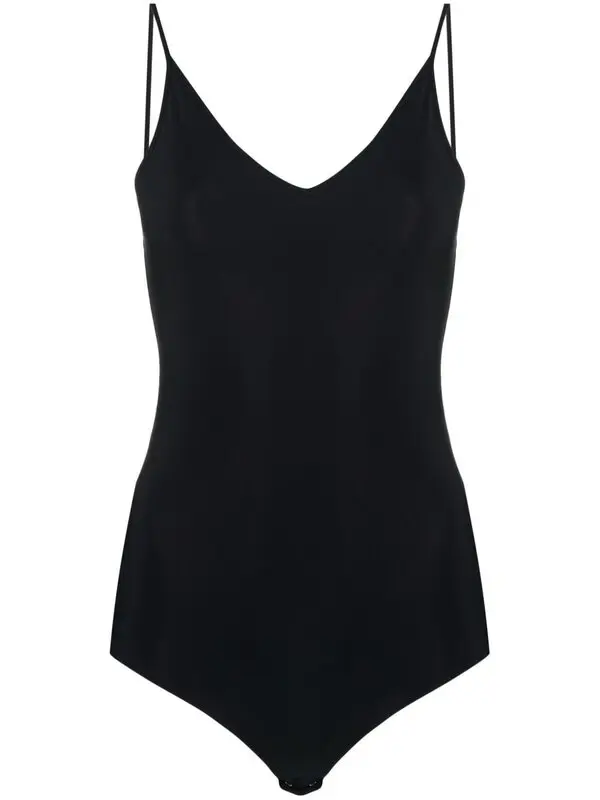 JIL SANDER V-neck Stretch Bodysuit - Black