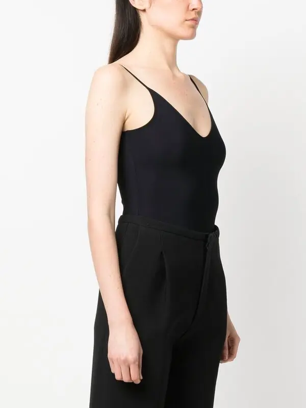 JIL SANDER V-neck Stretch Bodysuit - Black