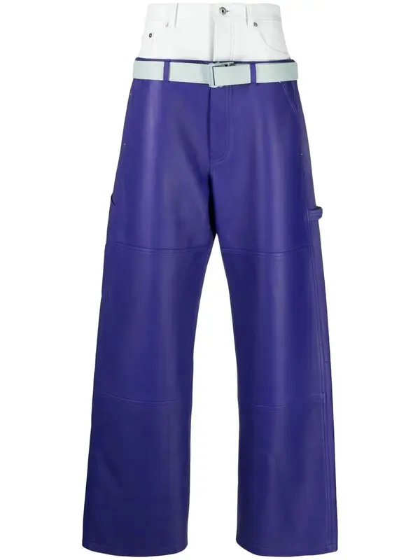 Off-White Double Over Leather Trousers - Purple