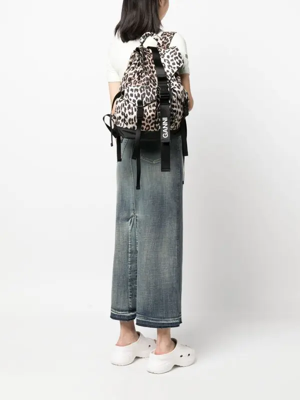 GANNI Leopard-print Backpack - Brown