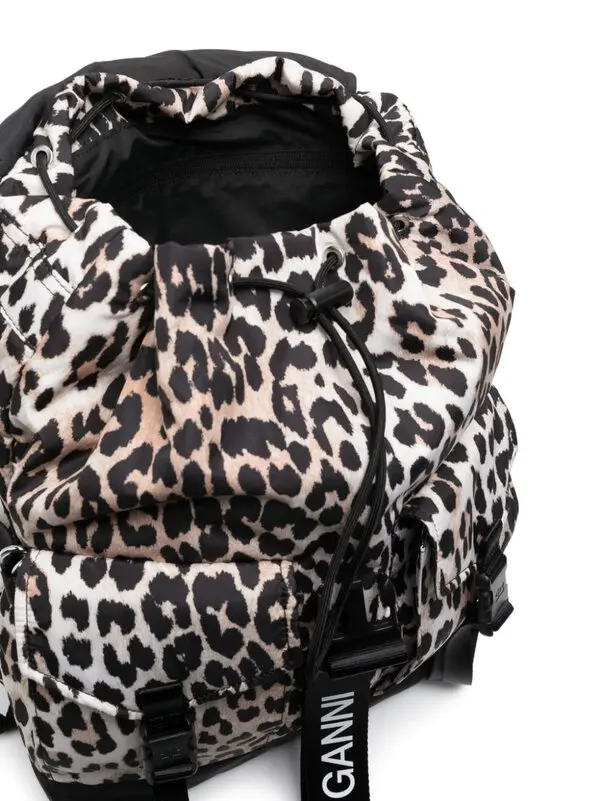 GANNI Leopard-print Backpack - Brown
