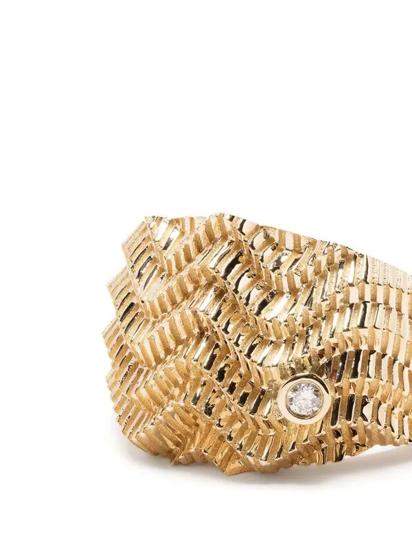 Yvonne Léon 9kt Yellow Diamond Wave Ring