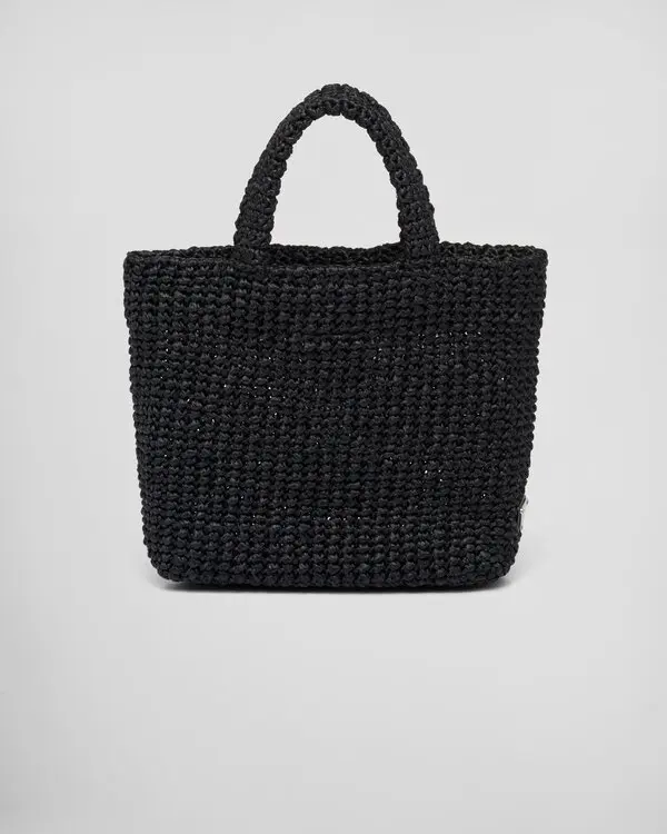 Prada Small Crochet Tote - Black