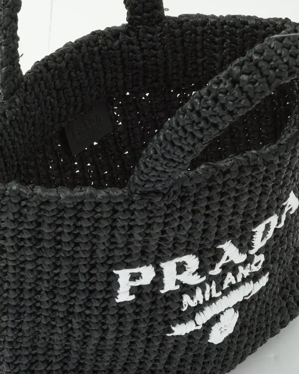 Prada Small Crochet Tote - Black