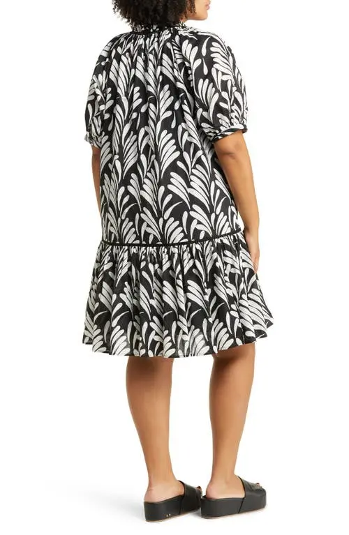 Caslon Leafy Print Puff Sleeve Dress