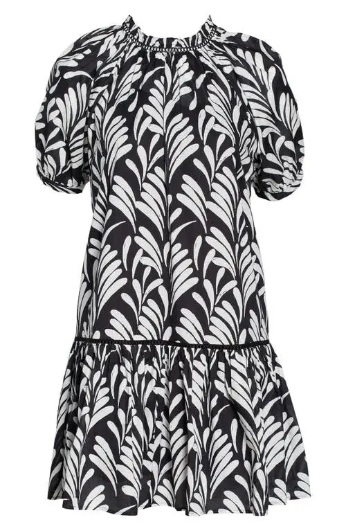 Caslon Leafy Print Puff Sleeve Dress