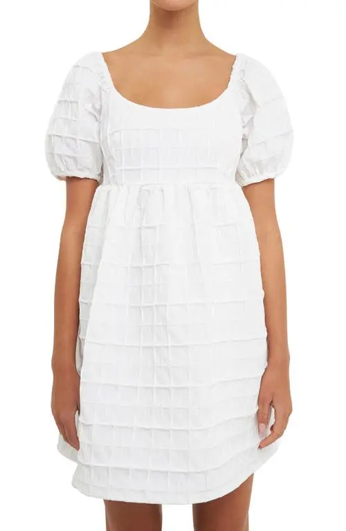 Endless Rose Texture Puff Sleeve Mini Dress