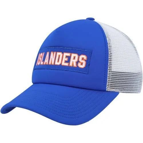 Adidas White New York Islanders Team Plate Trucker Snapback Hat