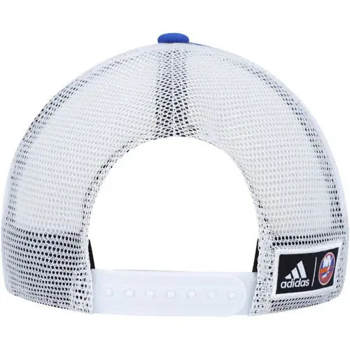 Adidas White New York Islanders Team Plate Trucker Snapback Hat