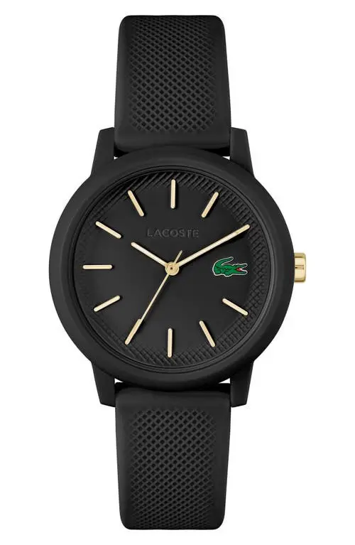 Lacoste 12.12 42mm Silicone Strap Watch - Black