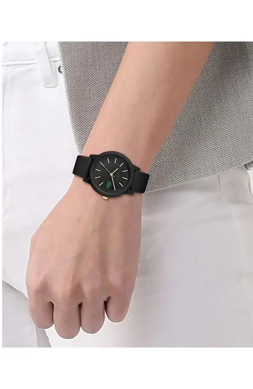Lacoste 12.12 42mm Silicone Strap Watch - Black