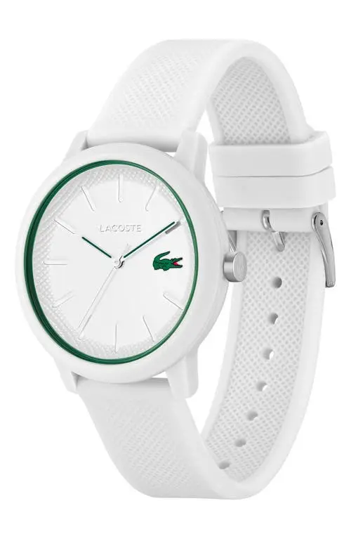 Lacoste 12.12 Silicone Strap Watch - White