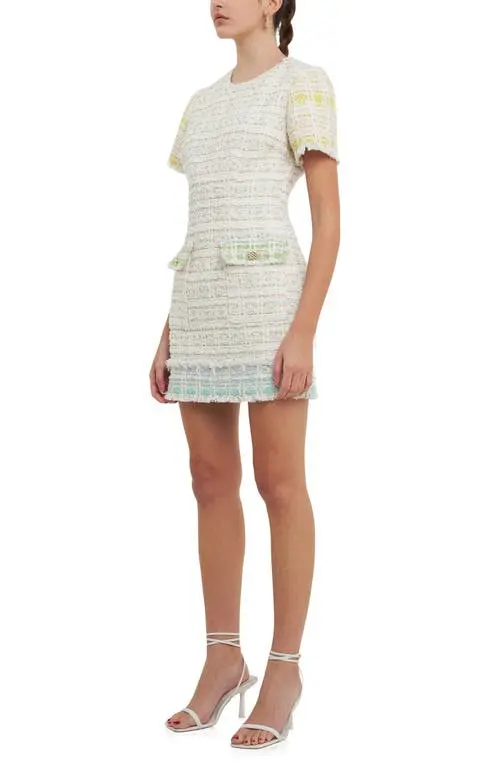 Endless Rose Colorblock Tweed Mini Dress