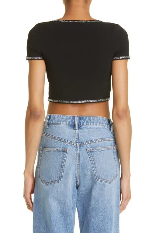 Alexander Wang Crystal Logo Trim Crop Top