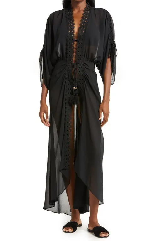 Ramy Brook Raelynn Lace Trim Cover-up - Black