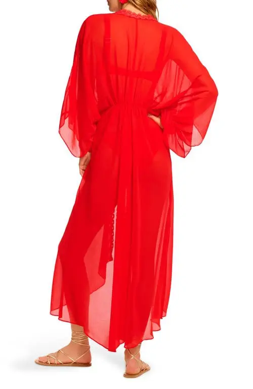 Ramy Brook Raelynn Lace Trim Cover-up - Flame