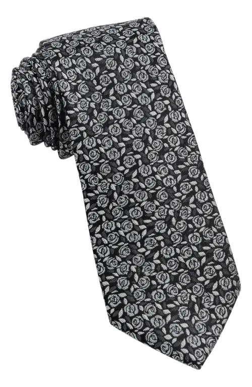 W.R.K Floral Silk Neck Tie - Charcoal