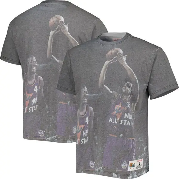 Mitchell & Ness Detroit Pistons Above The Rim Graphic T-shirt - Gray