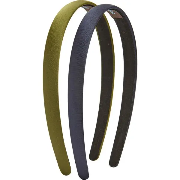 Tasha 2-pack Skinny Headbands - Olive Green/navy