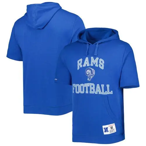 Mitchell & Ness Los Angeles Rams Washed Short Sleeve Pullover Hoodie
