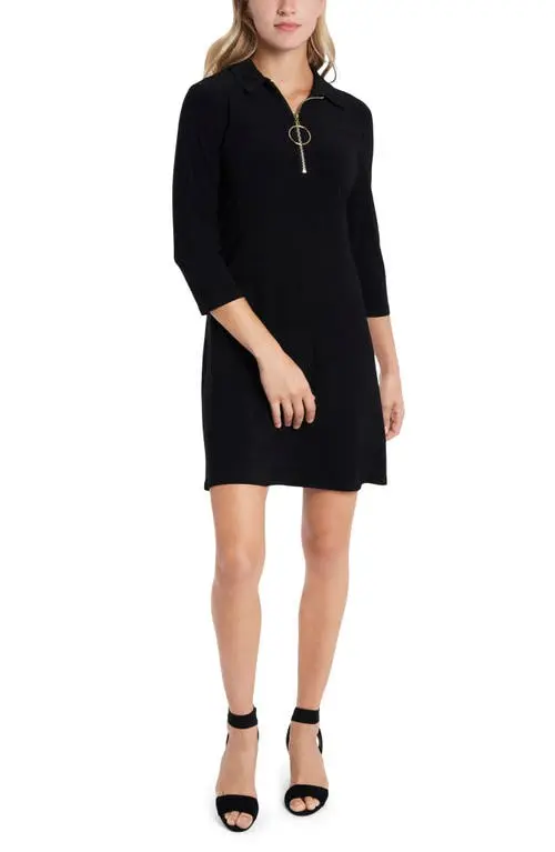 Chaus Front Zip Mini Dress - Black
