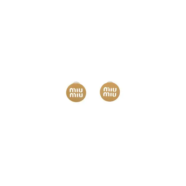 Miu Miu Logo Stud Earrings - Gold