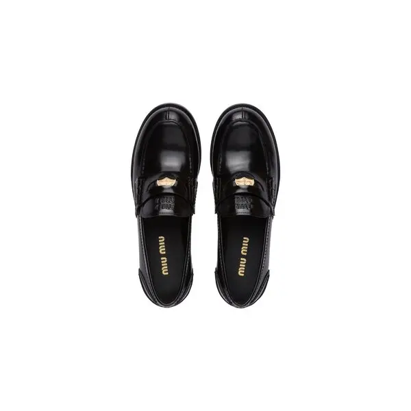 Miu Miu Brushed Leather Penny Loafers