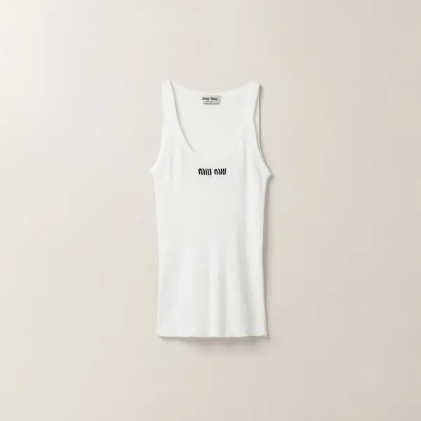 Miu Miu Knit Tank Top - White | Editorialist