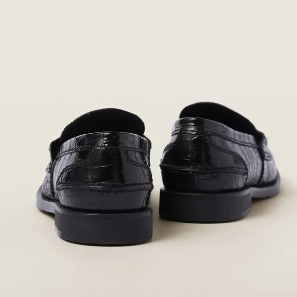 Miu Miu Croco-print Leather Penny Loafers