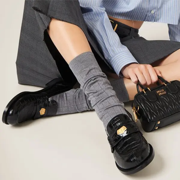Miu Miu Croco-print Leather Penny Loafers