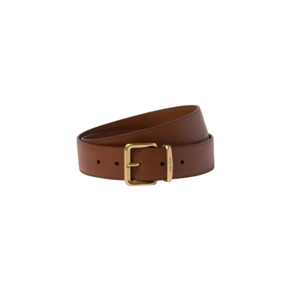 Miu Miu Leather Belt - Tobacco