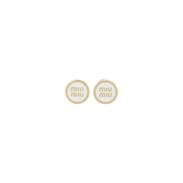 Miu Miu Enameled Metal Earrings - White