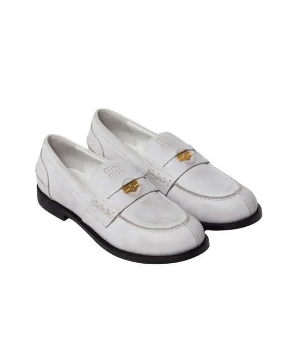 Miu Miu Vintage-effect Leather Penny Loafers