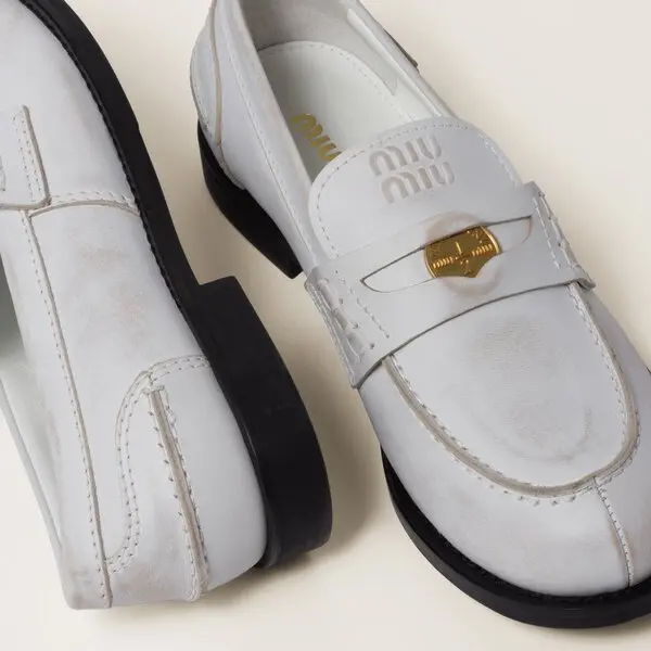 Miu Miu Vintage-effect Leather Penny Loafers