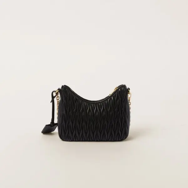 Miu Miu Matelassé Nappa Leather Shoulder Bag - Black | Editorialist