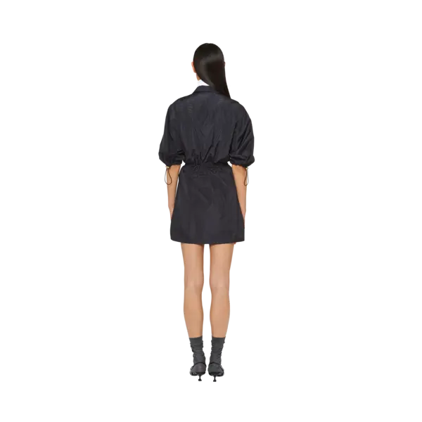 Miu Miu Technical Silk Mini-Dress - Navy | Editorialist