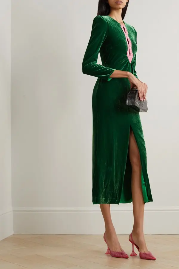 dark green velvet midi dress Asymmetric Dark Green Sequins Mermaid Prom Dress Gold 3D Crystals Body –  misshow.com