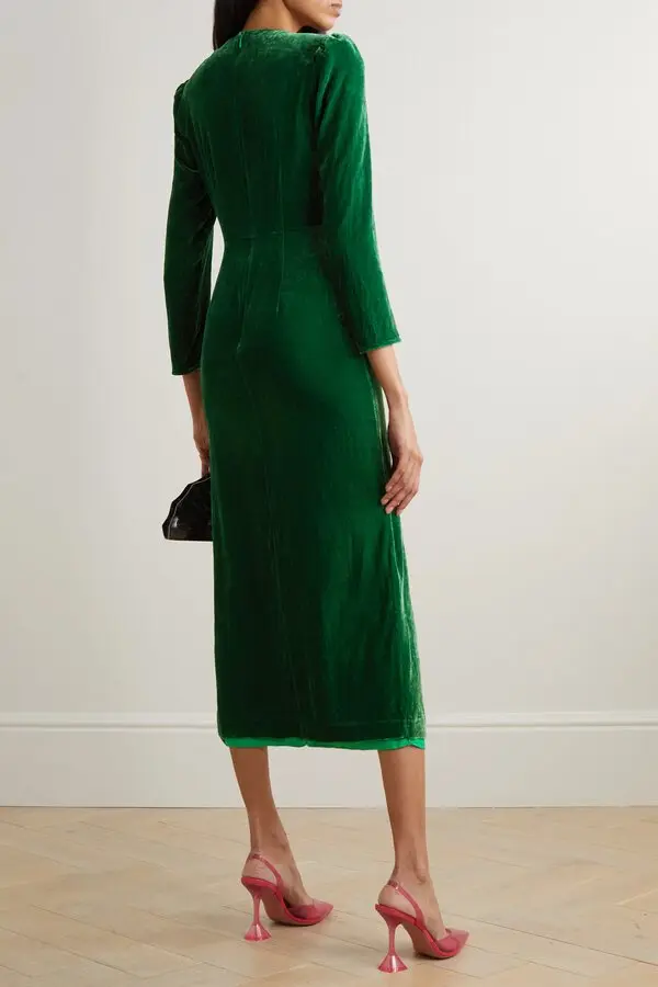 saloni green sequin dress Saloni Women's Lea Silk Dress - Green - Size 6