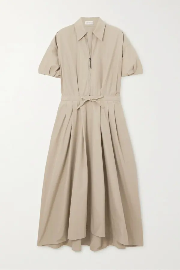 Brunello Cucinelli Belted Shell Midi Dress