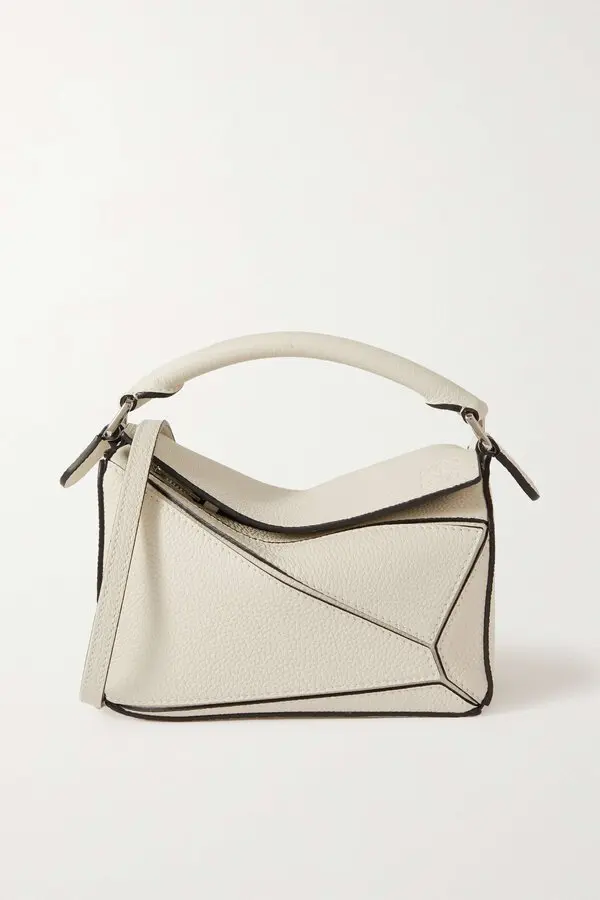 Loewe Puzzle Mini Textured-Leather Shoulder Bag - White | Editorialist