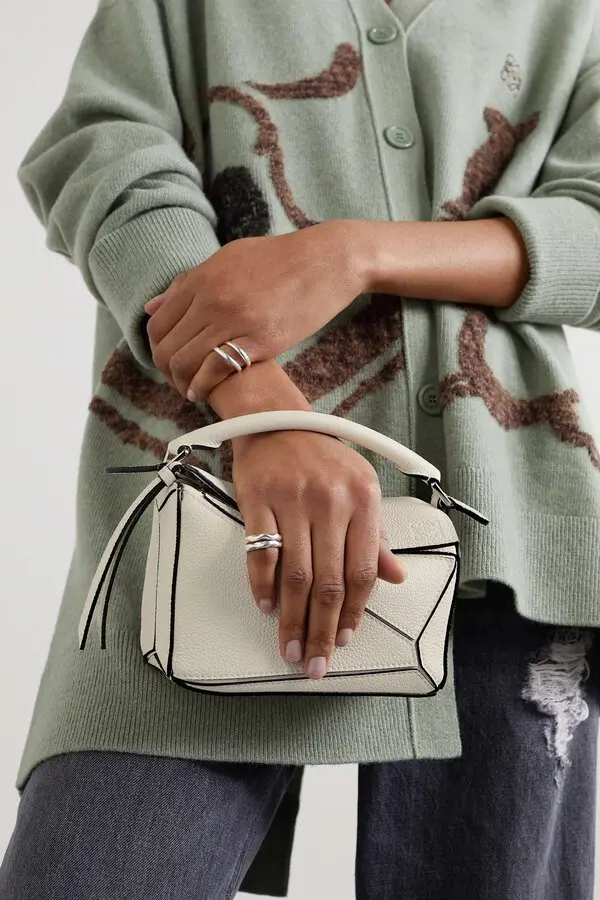 Loewe Puzzle Mini Textured-Leather Shoulder Bag - White | Editorialist