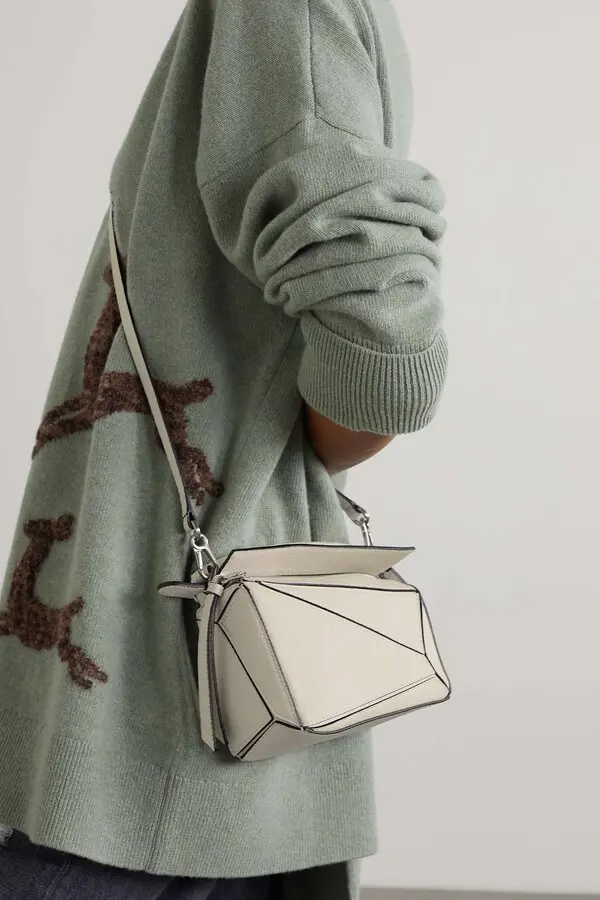 Loewe Puzzle Mini Textured-Leather Shoulder Bag - White | Editorialist