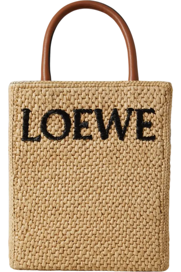 Loewe Leather-trimmed Raffia Tote - Neutrals