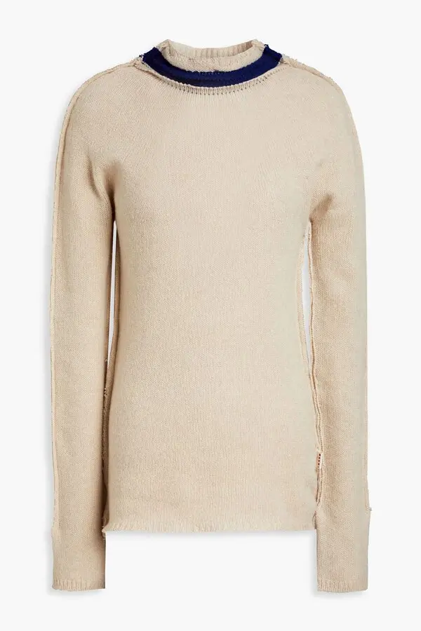 Marni Two-tone Cashmere And Wool-blend Sweater