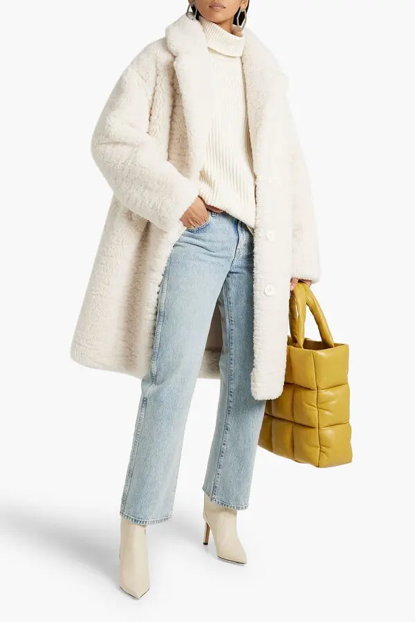 Stand Studio Anika Teddy Fleece Coat In Ivory - 85% Off | Editorialist